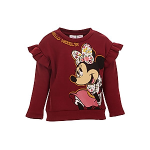 Disney Minnie Mouse Little Girls Pullover Fleece Sweatshirt and Leggings Outfit Set Multicolor 6-6X