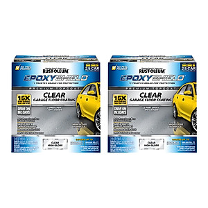 Rust-Oleum 292514-2PK EpoxyShield Premium Clear Floor Coating Kit, 2.5 Car, Gloss Clear, 2 Pack