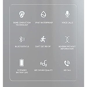 Bone Conduction Headphone Bluetooth Open Ear Wireless Headset 6 Hours Playtime with MP3 Player Built-in 8G Memory Light Weight for Jogging Running Driving Cycling, Hearing Protection (Black)