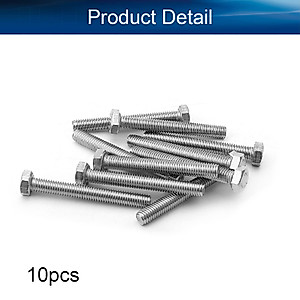 Yinpecly M5 Thread 40mm 304 Stainless Steel Hex Screw Bolts Fastener 10pcs