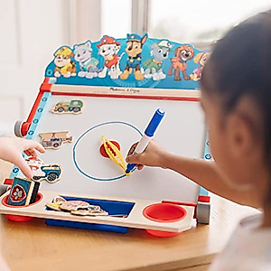 Melissa & Doug PAW Patrol Wooden Double-Sided Tabletop Art Center Easel (33 Pieces) - PAW Patrol Toys, Double-Sided Children's Easel, Easel For Toddlers And Kids Ages 3+