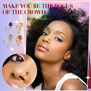 Yinkin 42 Pieces Multi Style Fake Nose Rings African Nose Cuff Nose Cuffs for Non Pierced Nose Faux Women's Nose Cuffs Gold, Evil Eye, Crystal, Cute Nose Jewelry Clip for Women Men