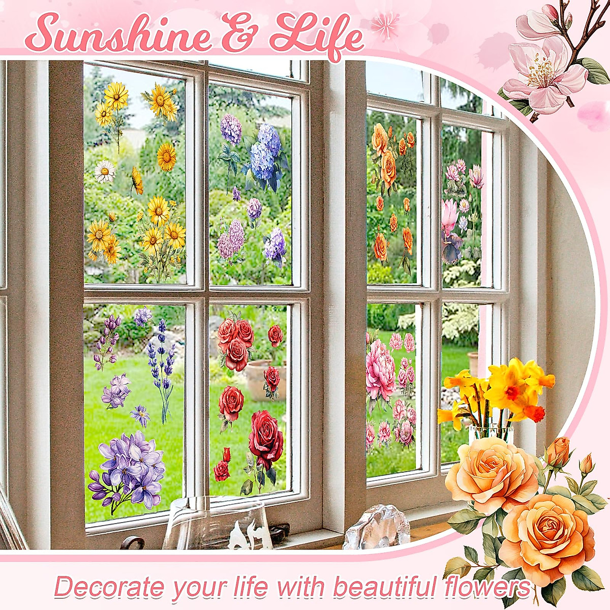 Cysincos Rub on Transfer for Crafts and Furniture,Iron on Transfers Stickers for Wood DIY Craft Supplies (Flowers-9 pcs)