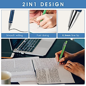 TIESOME 5 Pieces Ballpoint Pen with Stylus Tip, 2 in 1 Stylus Pens Stylish Pen, 0.5 mm Black Ink Retractable Ballpoint Pen, Metal Stylus Pen for Touch Screens School Office Gift Supplies