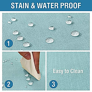 H.VERSAILTEX Linen Textured Table Cloths Round 60 Inch Premium Solid Tablecloth Spill-Proof Waterproof Table Cover for Dining Buffet Feature Extra Soft and Thick Fabric Wrinkle Free, Aqua