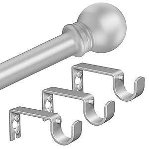 Authandis Silver Curtain Rods for Bedroom with Brackets,5/8 Inch Diameter Small Window Curtain Rod 32 to 123 Inches,Easy Install Drapery Rods