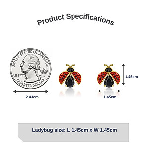 Superchic Cute Ladybug Gold Plated Crystals Cubic Zirconia Stud Earrings for Women Girl Gift