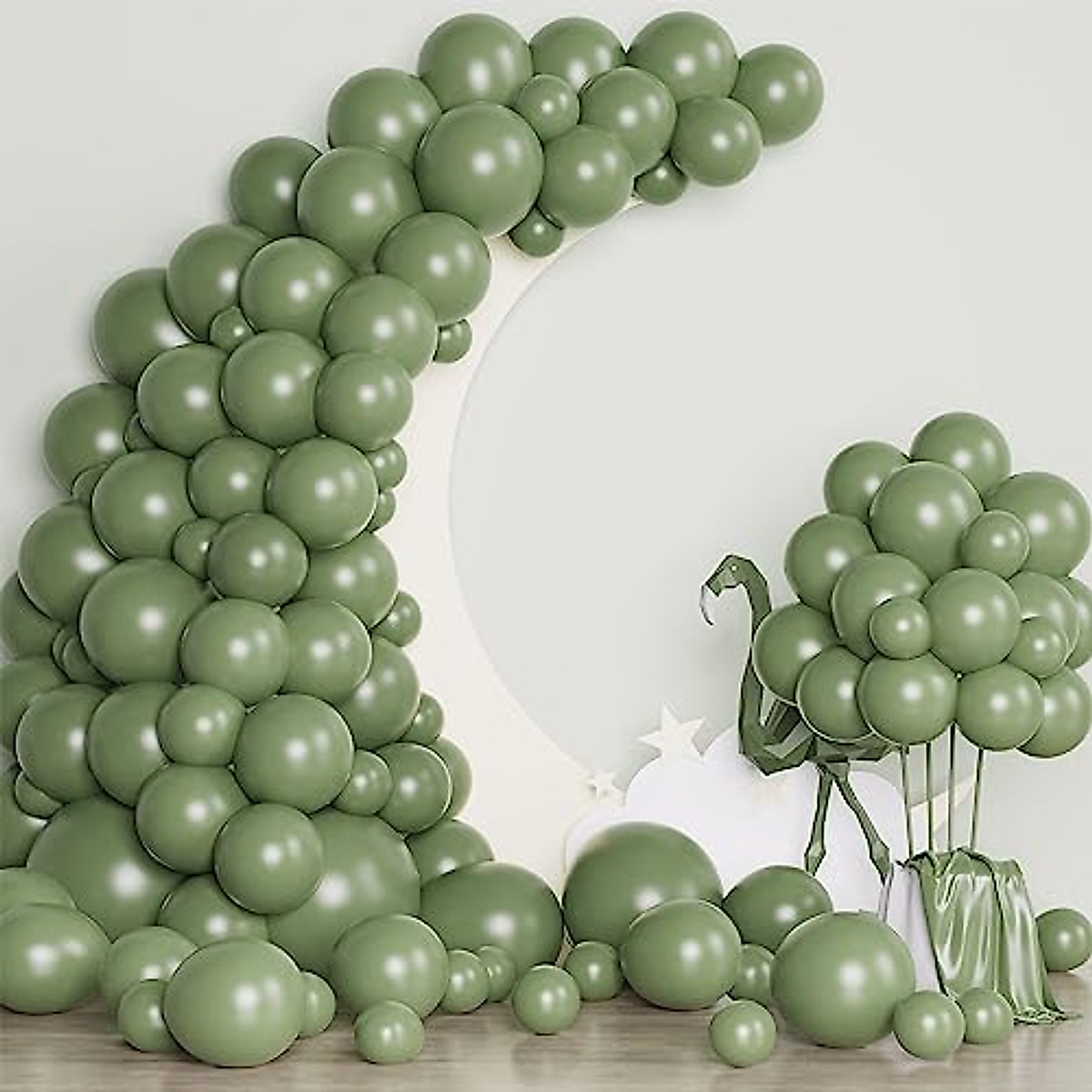 GAGAKU 100pcs Sage Green Balloons Different Sizes 5/10/12/18 Inch for Garland Arch, Olive Green Party Balloons for Baby Shower Wedding Birthday Anniversary Eucalyptus Themed Party Decoration