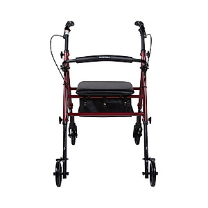McKesson Lightweight Rollator - Walker with Wheels, Seat, Storage - Adjustable Height, 1 Count