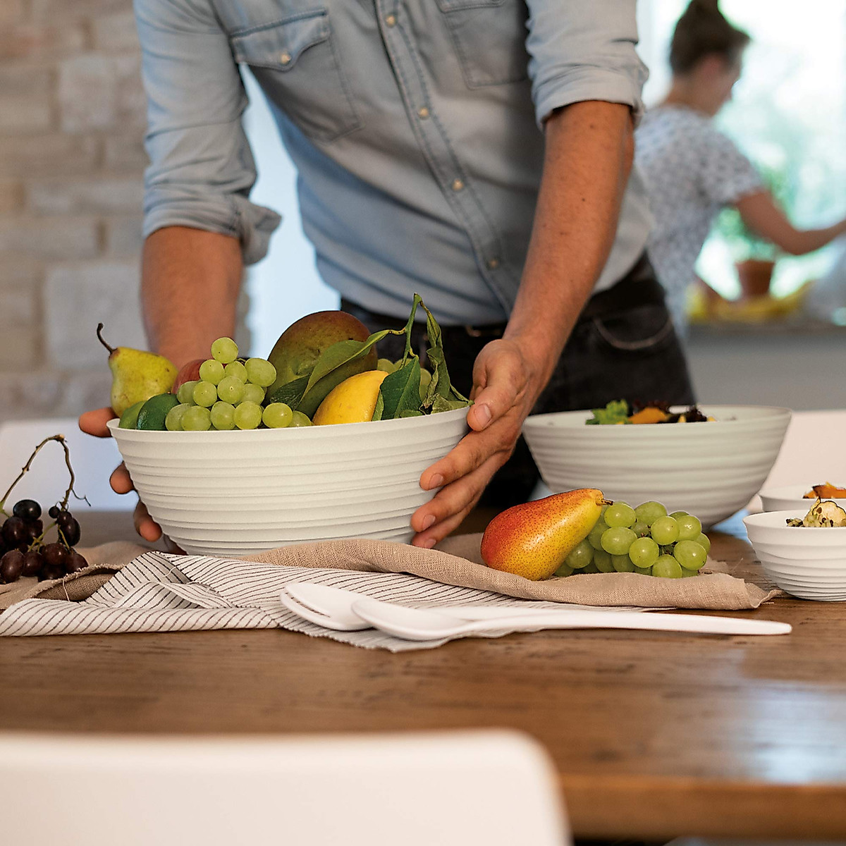 Guzzini Tierra 11.8" Extra Large Bowl - Milk White - 100% Recycled Plastic - Unbreakable, Reusable, BPA-Free, Cereal, Soup, Fruits - Mixing Bowl for Storage, Pantry & Kitchen