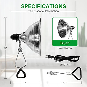 Simple Deluxe Clamp Lamp Light with 8.5 Inch Aluminum Reflector up to 150 Watt E26 (no Bulb Included) 6 Feet 18/2 SPT-2 Cord, 1-Pack, Silver and Black