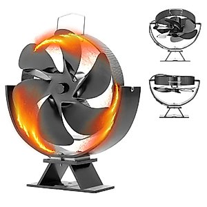 Longzhuo Wood Stove Fan Small New Designed with Adjustable Angle 6 Blades Heat Powered Fireplace Fans Eco Fan for Home Wood/Log Burner/Fireplace(Black)