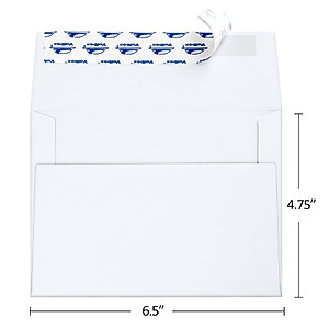 ValBox 100 Qty A6 Envelopes Self Seal 6.5 x 4.75" White Kraft Paper Invitation Envelopes for 4x6 Cards, Photos, Invitations, Weddings, Baby Shower, Birthday, Announcements, RSVP (A6)