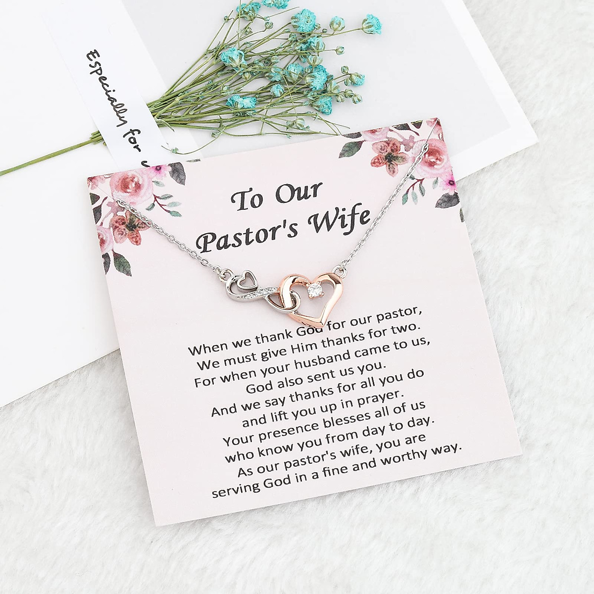 WSNANG Necklace for Pastor's Wife, Stainless Steel with Copper Pendant, Adjustable Size, Religious Gift for Women, Includes Message Card