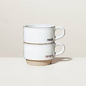 Hearth & Hand with Magnolia Find Beauty & Find Rest 10oz Stackable Stoneware Mug Set