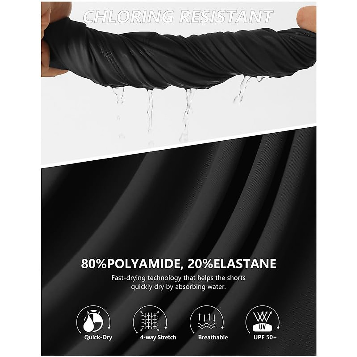 G Gradual Men's Swimsuit Trunks with Zipper Pockets Quick Dry Swimwear Bathing Suit Swim Briefs Board Shorts for Men(Black,L)