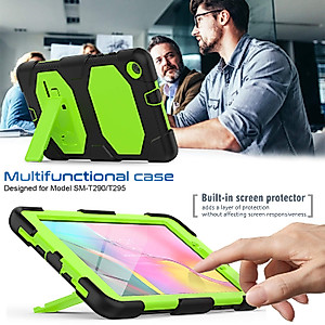 HXCASEAC SM-T290/SM-T295/SM-T297 Galaxy Tab A Case 2019 (8.0 inch) with Kickstand, Full Body Duty Case Shockproof Protective Cover, Built-in Screen Protector for Galaxy Tab A 2019 8.0,Yellow Green