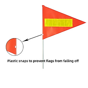 Bike Safety Flag with Pole 2 Sets, 6-Foot Adjustable Height Sturdy Fiberglass Tear-Resistant Waterproof Orange Safety Flag (Red Yellow and White)