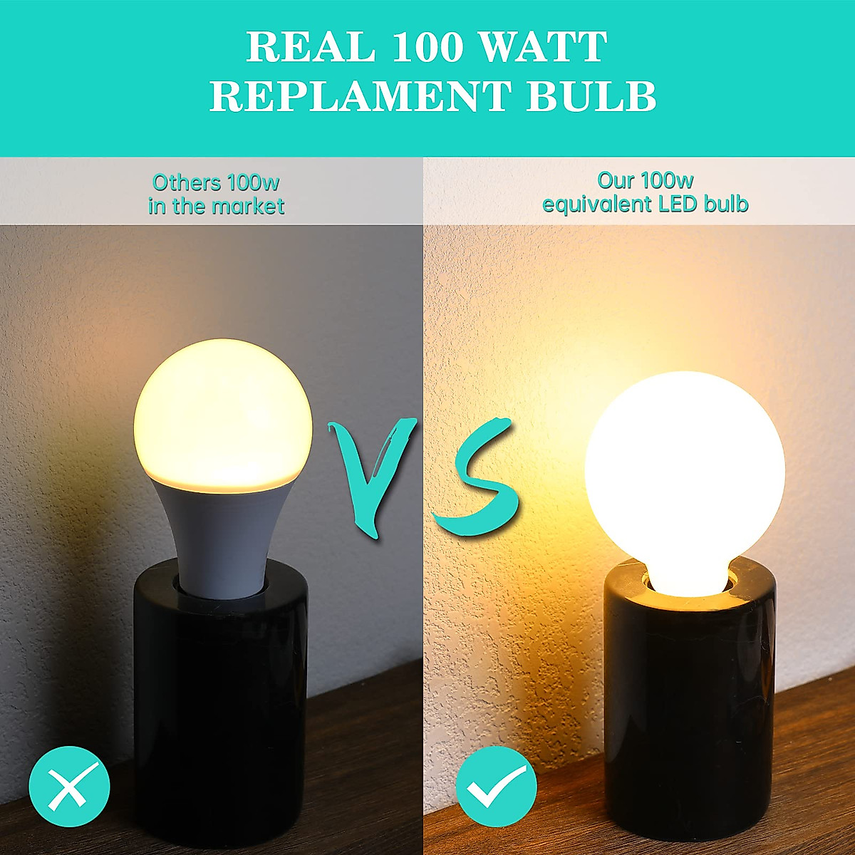 AMDTU G80/G25 Globe LED Light Bulbs 100 Watt Equivalent 1500 Lumens, 3000K Soft White Vintage LED Edison Bulb Non-dimmable 13W, Porcelain Glass E26 Standard Base 100W Retro LED Bulb, 4 Pack