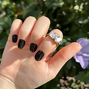 DIAMONBLISS Emerald & Oval Cut Double Stone Ring for Women 14K Yellow Gold, Platinum Plated 925 Sterling Silver Engagement Cocktail Ring Band | Cubic Zirconia CZ Simulated Diamond (Yellow Gold, 10)