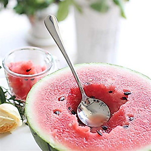 HAPPY KIT Soup Spoons, 8-Piece Premium Soup Spoons Stainless Steel Large Round Spoons, Heavy-Weight Round Deep Bowl Spoons Set Flatware Set