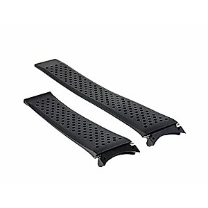 Ewatchparts 22MM RUBBER STRAP BAND COMPATIBLE WITH TAG HEUER CARRERA MONACO PERFORATED WATCH BLACK