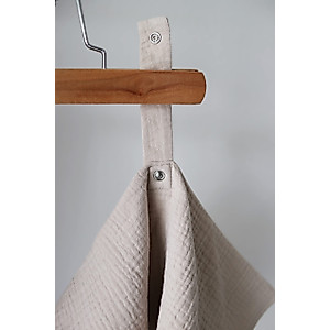 Marlowe & Co Organic Cotton Muslin Baby Blanket with Snap Closure, 15 in x 15 in Lovey with Holder (Natural Sand)