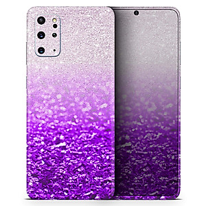 DesignSkinz Purple & Silver Glimmer Fade Protective Vinyl Decal Wrap Skin Cover Compatible with The Samsung Galaxy S20 (Screen Trim & Back Glass Skin)