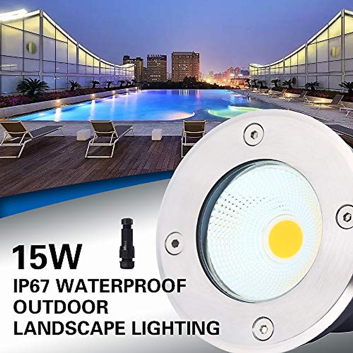 ELEGLO Low Voltage Led Landscape Lights 6 Pack Led Well Lights,15W 12V-24V Ground Lights IP67 Waterproof Landscape Lighting for Garden Lights Outdoor Step, Driveway, Deck(3000K Warm White)