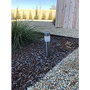 Solar Bollard Lights Outdoor - 6 Pack Stainless Steel Warm White LED Landscape Lights Waterproof Decorative Lighting for Backyard Lawn Patio (Silver.)