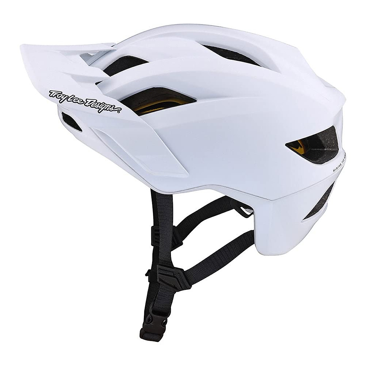 Troy Lee Designs Flowline Adult Bicycle Helmet MIPS EPP Lightweight Vented Adjustable Detachable Visor All Mountain Enduro, Gravel, Trail, BMX, Off-Road MTB (White, MD/LG)