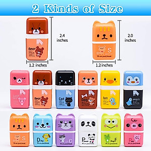 Sooez 12 Pack Pencil Erasers, Cute Erases Pencil Eraser with Clean up Roller Pencil Eraser Shaving Roller Case Erasers for Party Favors Gift Supplies