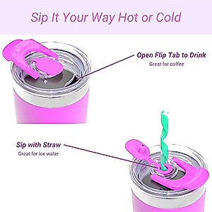 Drinco - 20 oz Stainless Steel Tumbler | Double Walled Vacuum Insulated Mug With Lid, 2 Straws, For Hot & Cold Drinks (2PK, 2pk 20oz Black & Purple)