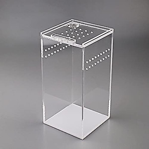 NANEEZOO Magnetic Acrylic Case, 2.9x2.9x6 Inch Nano Arboreal Tarantula Enclosure Reptile Habitat Terrarium Breeding Box for Spider Scorpion Sling Isopods Lizards Invertebrates Insect Mantis