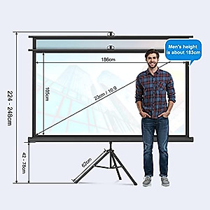 Portable Projector Screen Tripod Stand，84 Inch Outdoor Projector Screen Easy Setup and Carrying, PVC Movie Projector Screen with 1.2 Gain Glass Fiber, Idea for Home/Meeting/Indoor/Outdoor Use