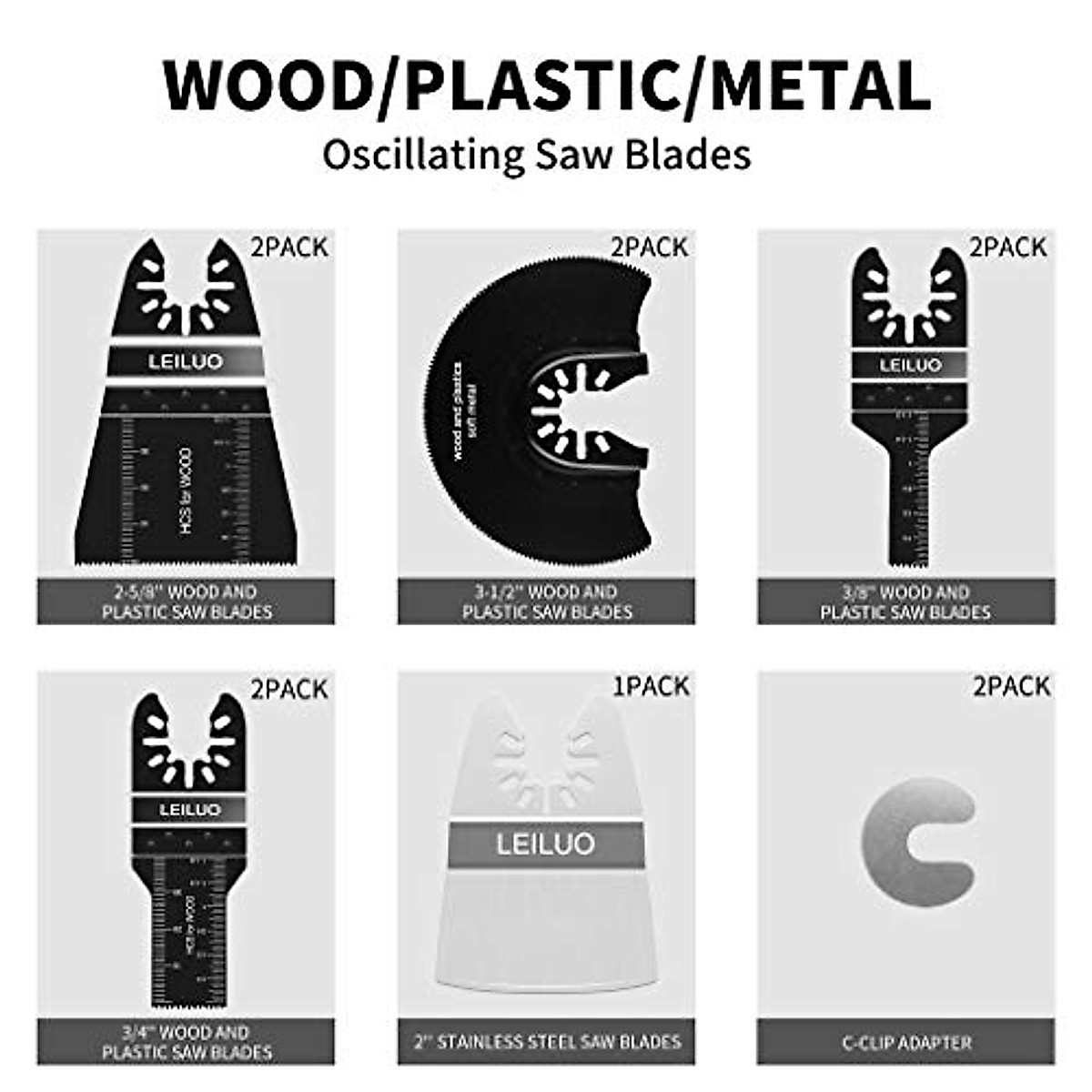 31Pcs Multitool Blades LEILUO Wood Metal Drywall Oscillating Tool Saw Blades Universal Quick Release Multitool Accessories Kit Packed by Storage Bag for Dewalt Milwaukee Makita and More