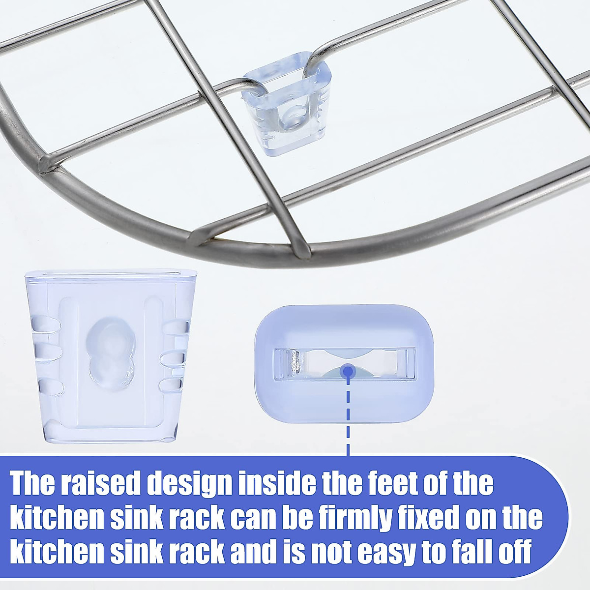 30 Pieces Kitchen Sink Rack Rubber Feet for Kitchen Sink Grid 30 Pieces Rubber Wire Bumpers Sink Protectors for Kitchen Sink Sink Replacement Parts (Gray) (Clear)