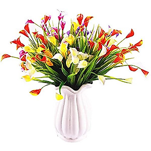 Doolitt 10 bunchs Artificial Flowers, Artificial Plants Outdoor Flowers Fake Mini Calla Lily Artificial Plants Anti-Ultraviolet Greenery Garden Home Decoration