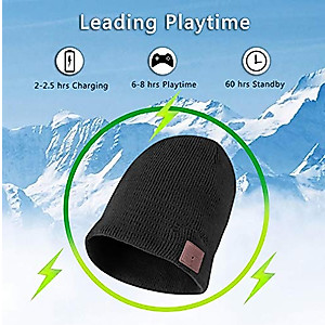 BearsFire Bluetooth Beanie Hat with Touchscreen Gloves, Wireless Headphone Music Hat Cap Winter Soft Warm Knitted Hat for Men Black