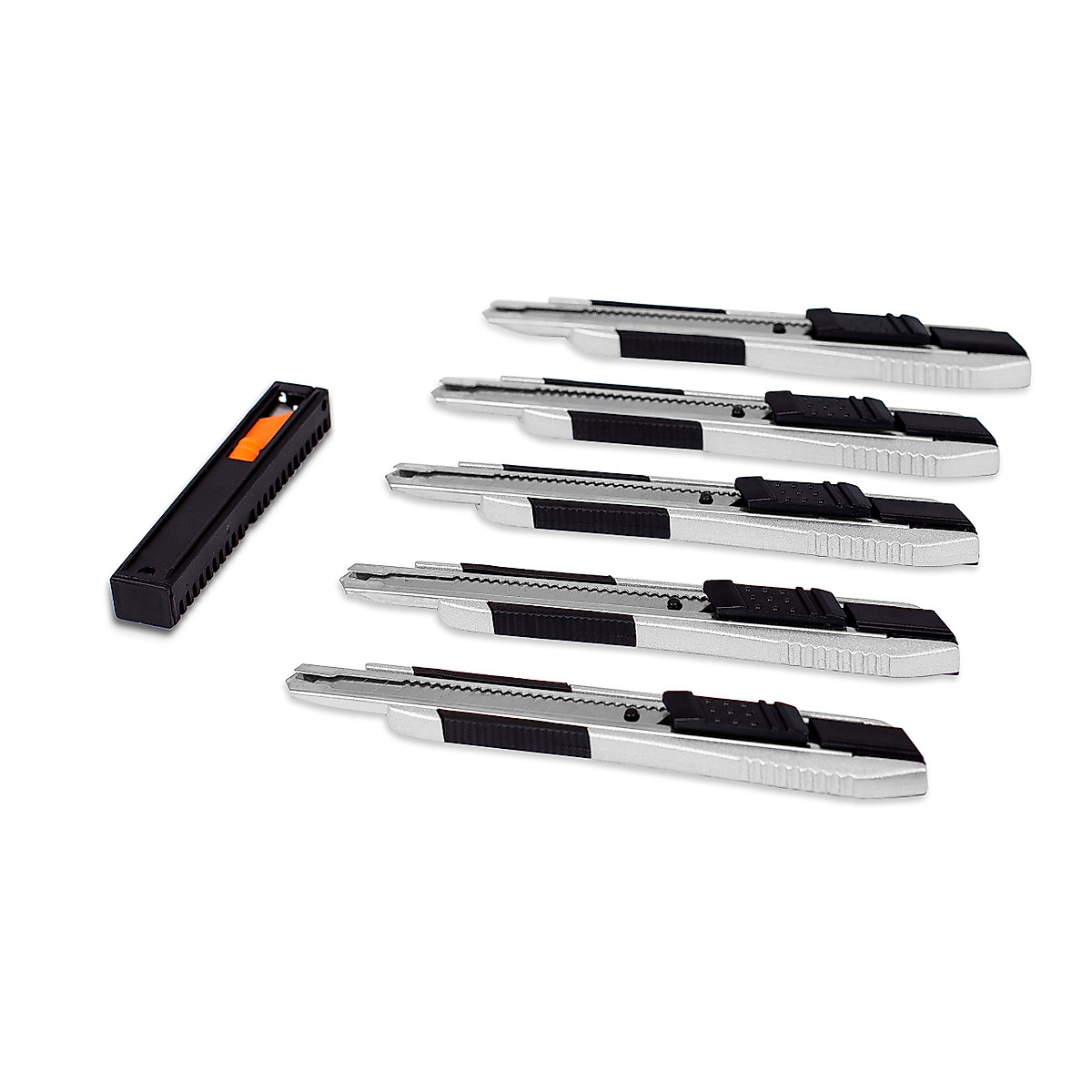 Internet's Best Snap-Off Utility Knife - Small - Set of 5 Pack - Blades Belt Clip - Retractable Razor Knife Set - Box Cutter Locking Razor Knife Tool - Good Grip