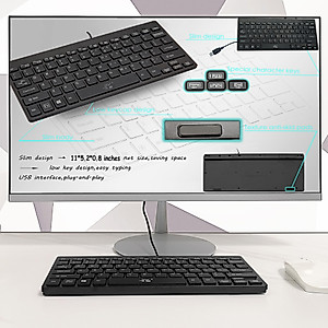 SR Mini Keyboard Wired Thin Light 78 Keys USB Multimedia Small for Pc Computer Laptop