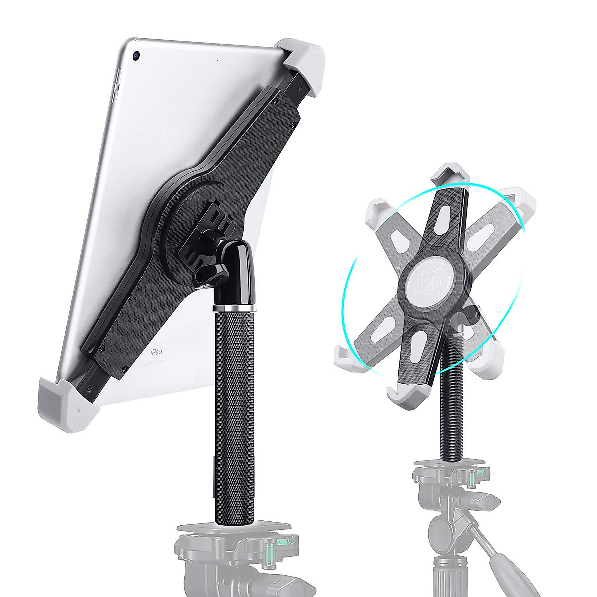 Elitehood 360 Rotatable iPad Holder, Universal Tablet Tripod Mount for 9.5-14.5' Tablets, iPad Pro, Air, & More, Compatible with 1/4'-20 Thread Tripods, Monopods, & Selfie Sticks