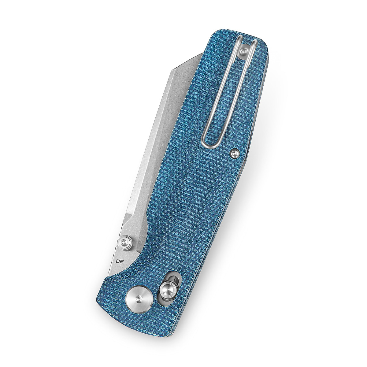BESTECH KNIVES Pocket Folder Folding Knife: 3.5" D2 Steel Cleaver Stonewashed Blade, Micarta Scales, Thumbstud, B-Lock, EDC Steel Wire Clip (Blue)