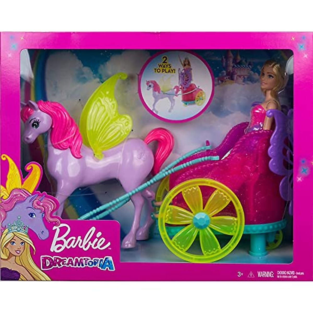 Barbie Dreamtopia Princess Doll, 11.5-in Blonde, with Fantasy Horse and Chariot