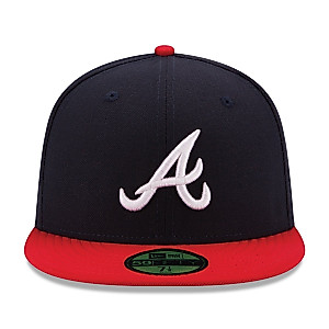 New Era 59FIFTY Atlanta Braves Navy/Red MLB 2017 Authentic Collection On Field Home Cap Size 7 1/4