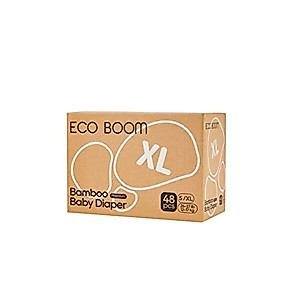 ECO BOOM Diapers, Baby Bamboo Viscose Diapers, Eco-Friendly Natural Soft Disposable Nappies for Infant, Size 5 Suitable for 26 to 37lb (X-Large - 48 Count)