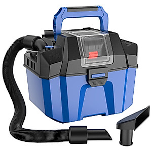 COSTWAY Wet Dry Vacuum Cleaner, 4 Peak HP 2.7 Gallon CRA Vacuum with Blower, Attachement, Rechargeable Battery, Portable Shop Vacuum Cleaner for Workshop, Car, Garage, Home (Blue)