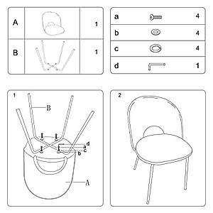 CangLong Velvet Seat Chair with Metal Legs for Kitchen Dining Room, Pack of 2. Beige