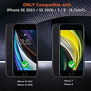 xiwxi for iPhone SE Case 2022/3rd/2020,iPhone 8/7 Case,with [2xTempered Glass Screen Protector] [360 Full Body Shockproof] [Heavy Dropproof],Hard PC+Soft Silicone TPU+Glass Screen Phone Case-Black