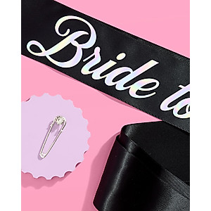 xo, Fetti Black Bride to Be Sash | Bachelorette Party Decorations, Iridescent Bridal Accessory, Bridal Decorations, Engagement Decor